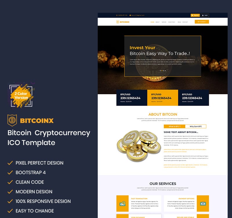 Bitconx-Bitcoin & Cryptocurrency Landing Page Template