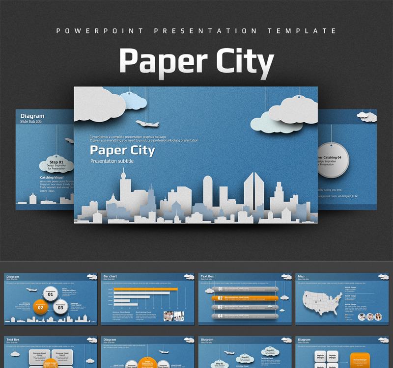 Paper City Paper City PowerPoint template - TemplateMonster