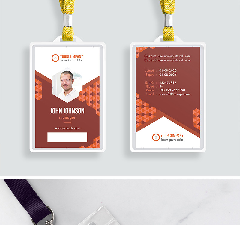 ID Card Layout with Orange Accents - Corporate Identity Template