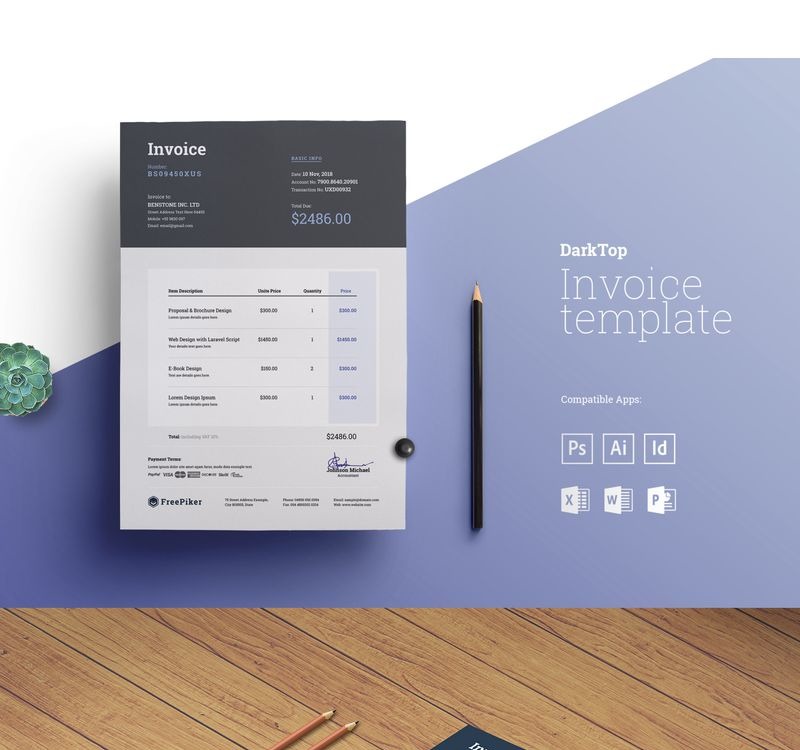Gray Minimal Excel Invoice - Corporate Identity Template
