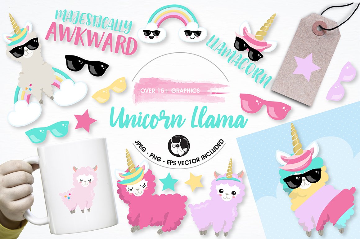 Download Llama unicorn graphics illustrations - Vector Image - Vector ...