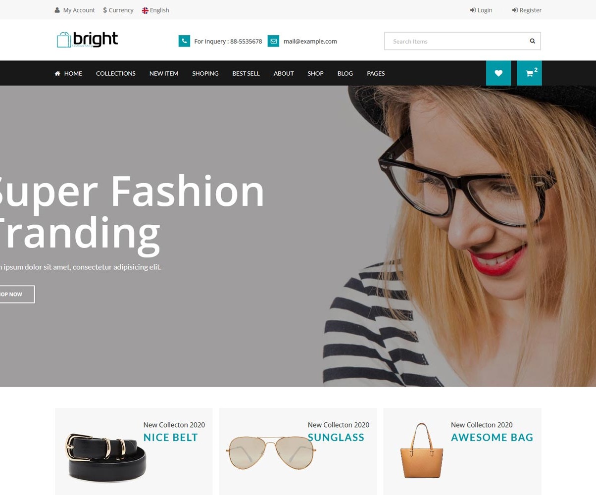 Bright Shop eCommerce HTML Theme Website Template #100563