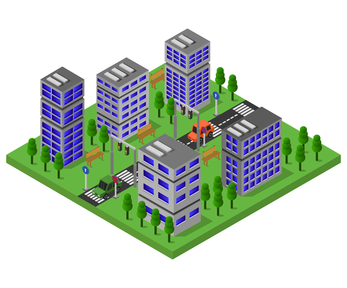 Colorful Isometric City Vector #102437