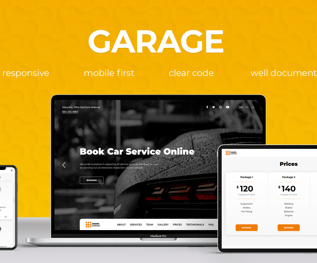 Garage - Multipurpose Landing Page Template