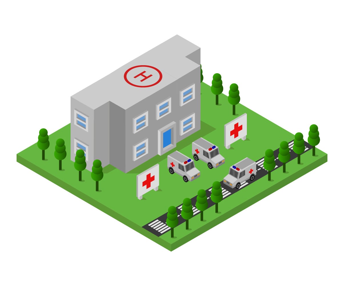 Isometric hospital on white background Vector #102649