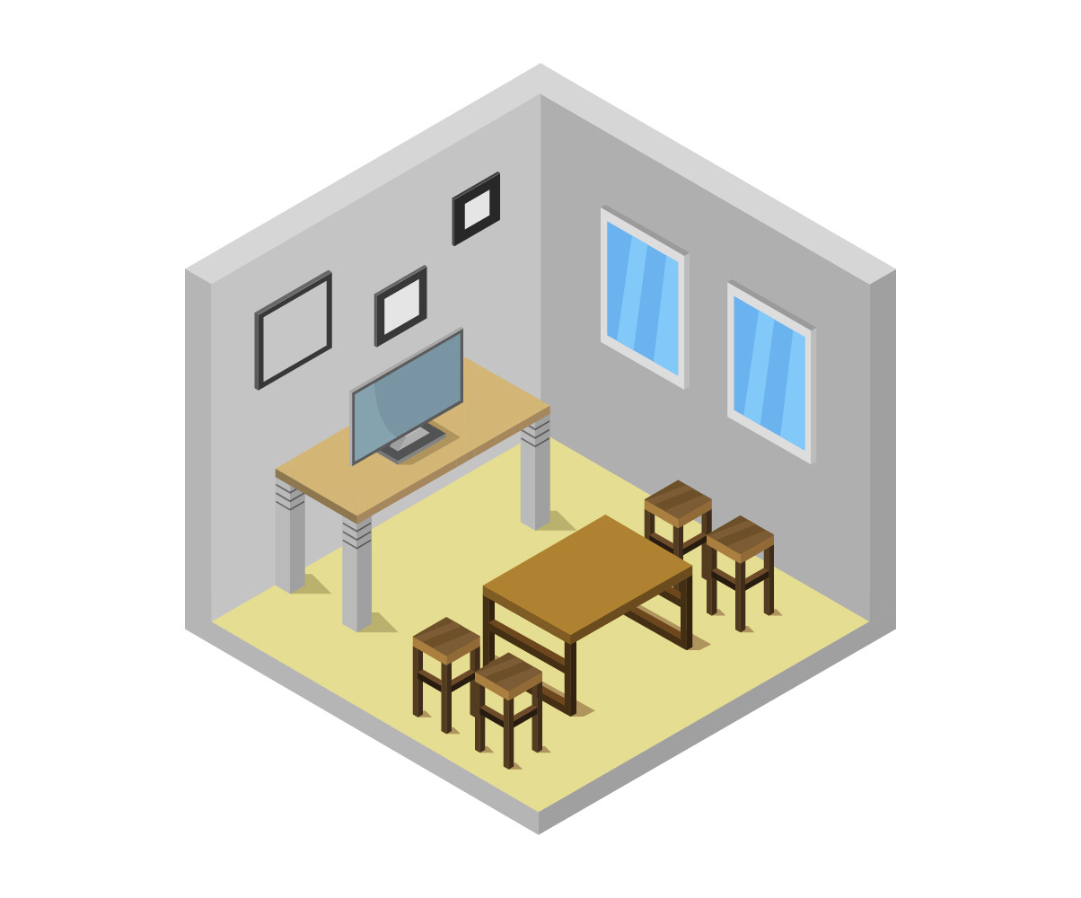 Isometric tv room Vector #103007