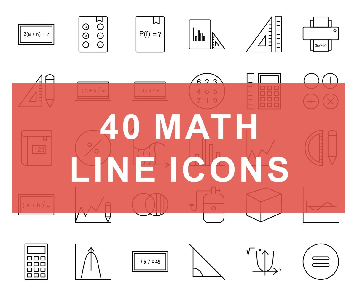 Math Symbols Line Black Iconset #107435