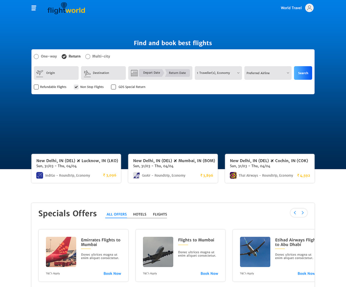 Flightworld is the right choice for a web application with flight ...