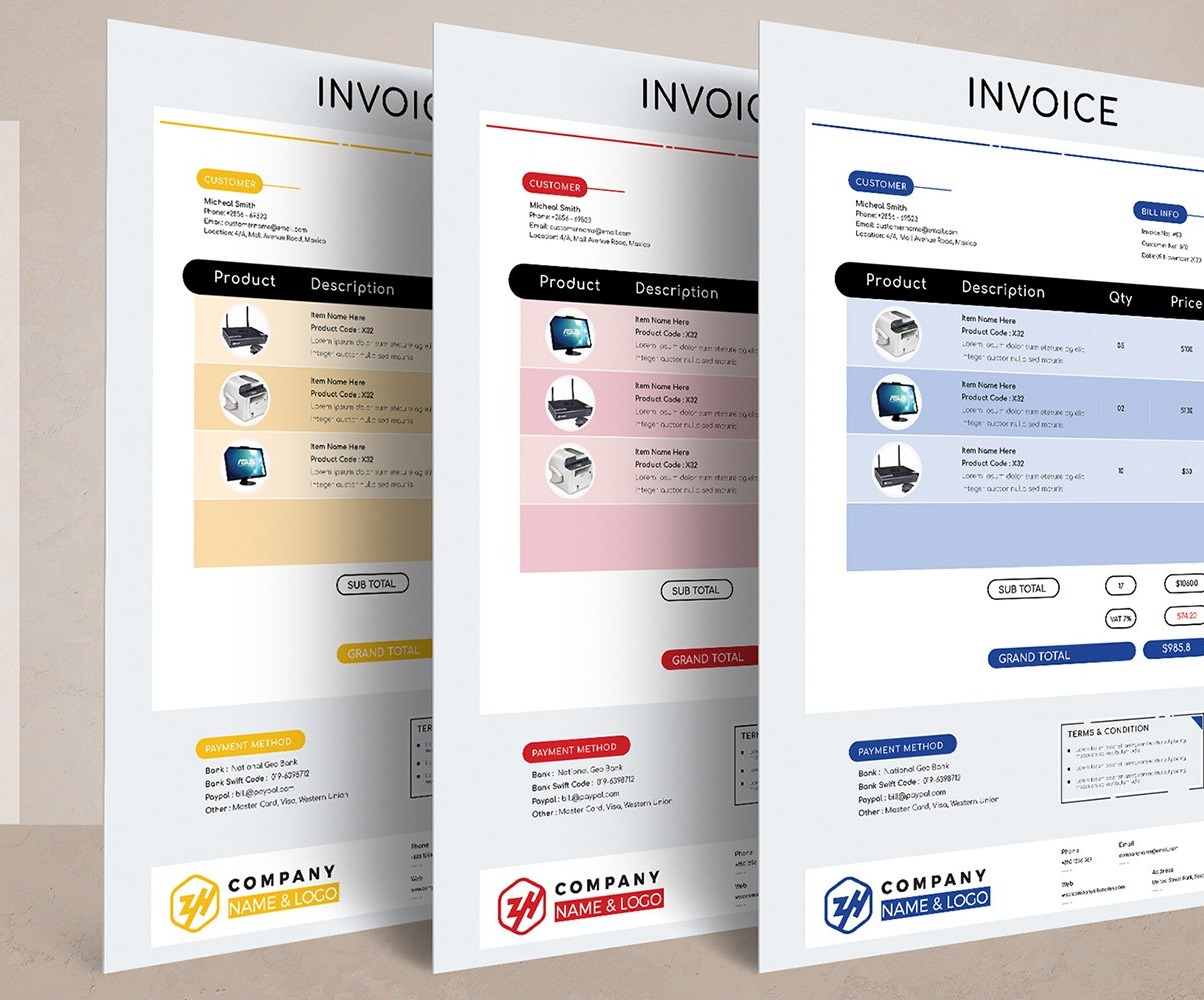 Ecommerce Editable Apple Pages Word Invoice Bill Design Template
