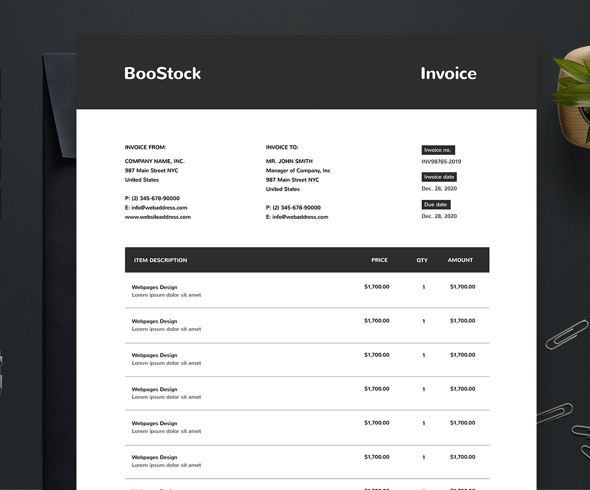 Invoice Template by BooStock