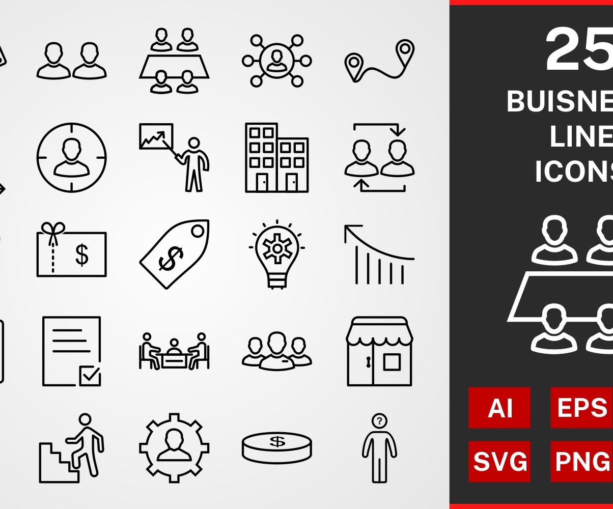 Conjunto de iconos de plantillas de 25 Business LINE PACK