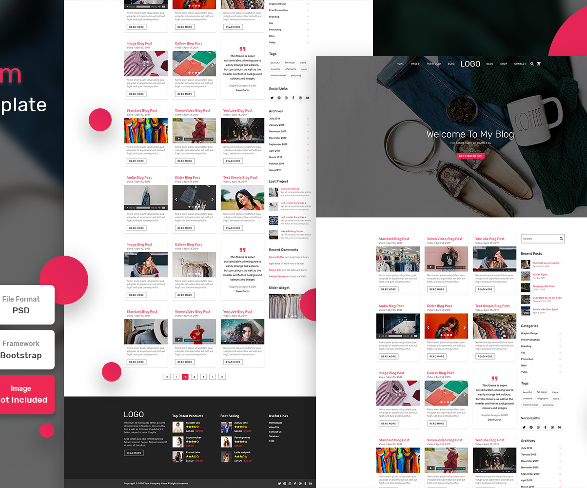 Vasim - Blog Material PSD Template