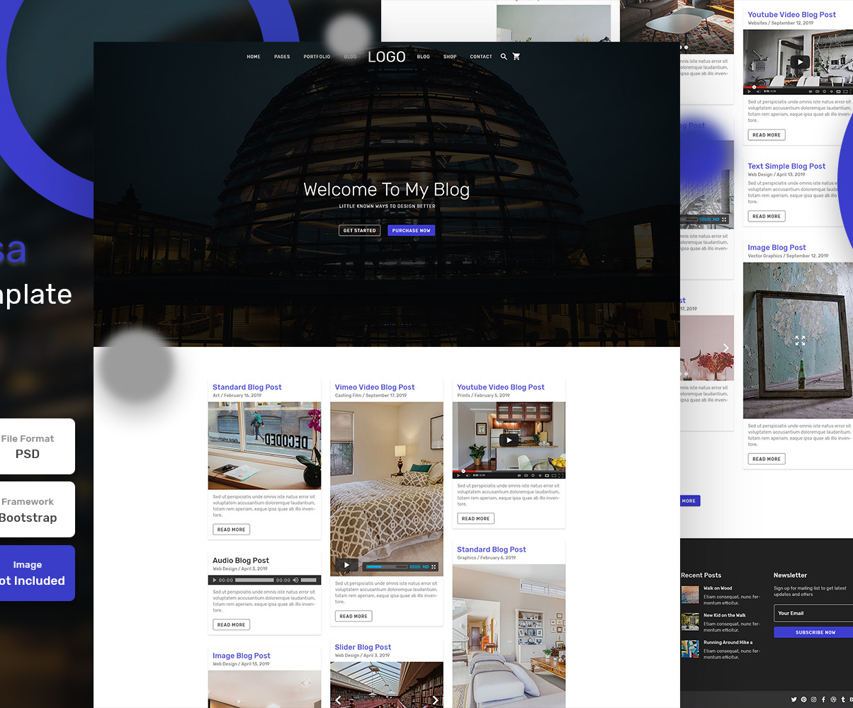Elysa - Blog Material PSD Template