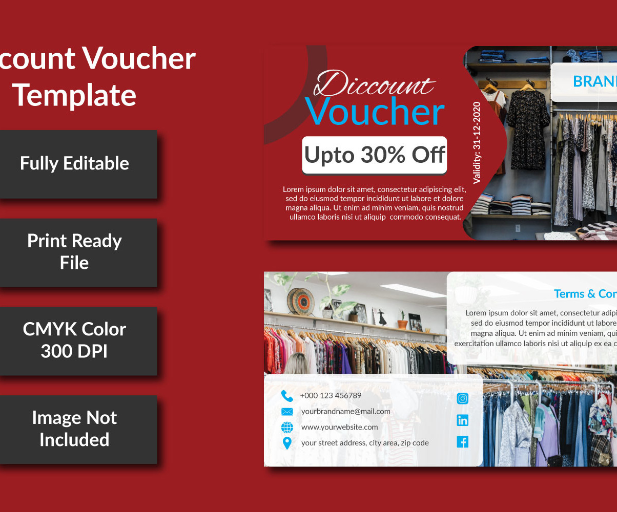Fashion/Clothing Store Discount Voucher Template Template Vector №116061