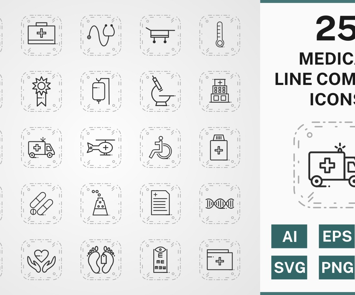 25 MEDICAL LINE COMPLEX ICON PACK