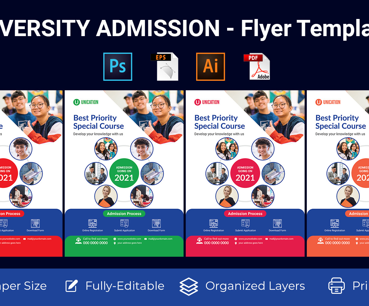 University Admission promotion flyer PSD, AI design volume-9 Corporate ...