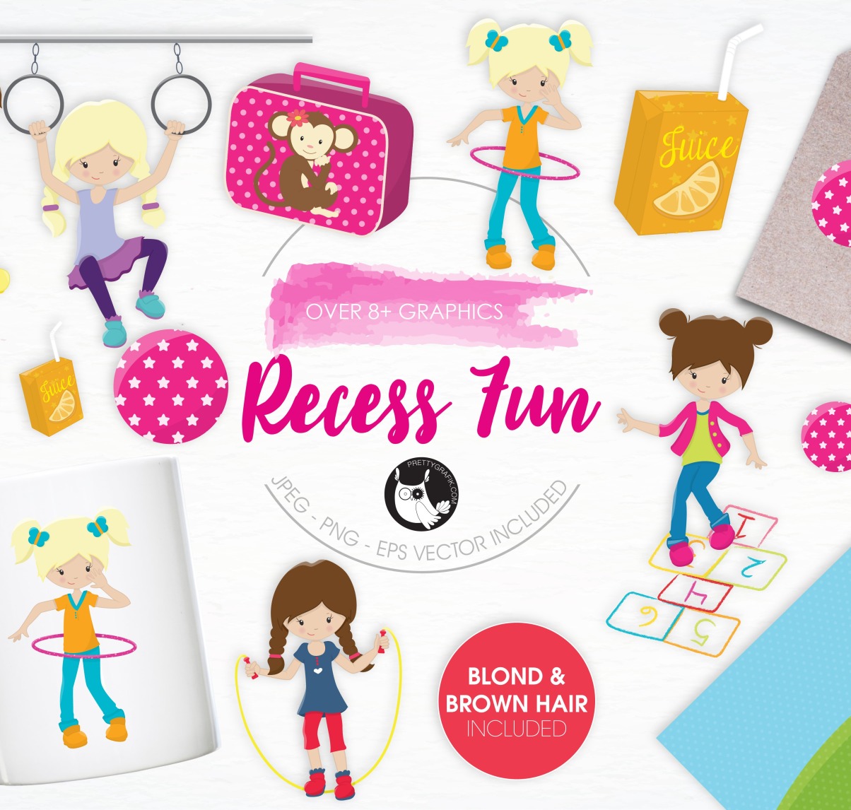 Recess Fun illustration pack Vector #120536