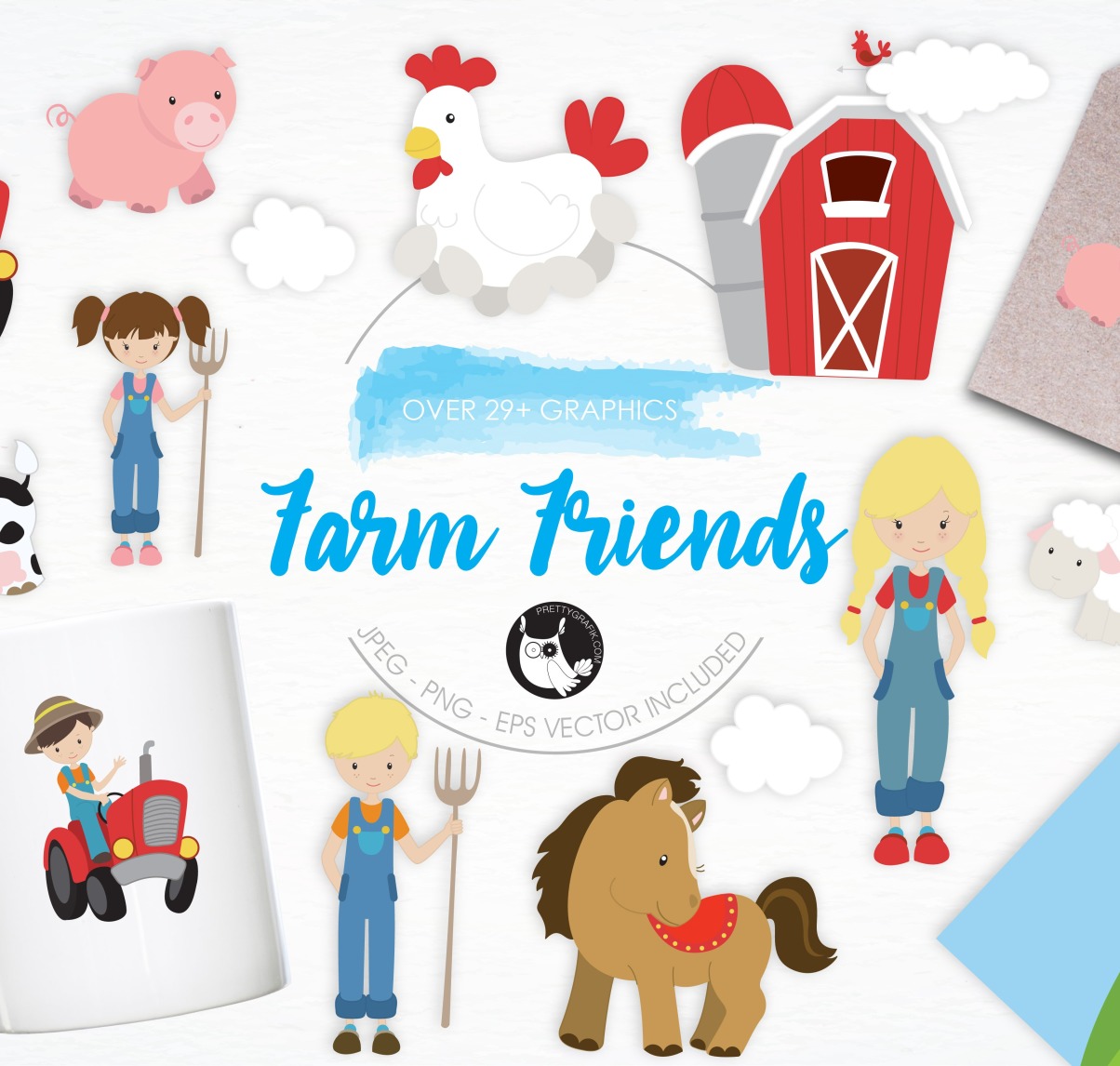 Farm Friends illustration pack Vector #120724