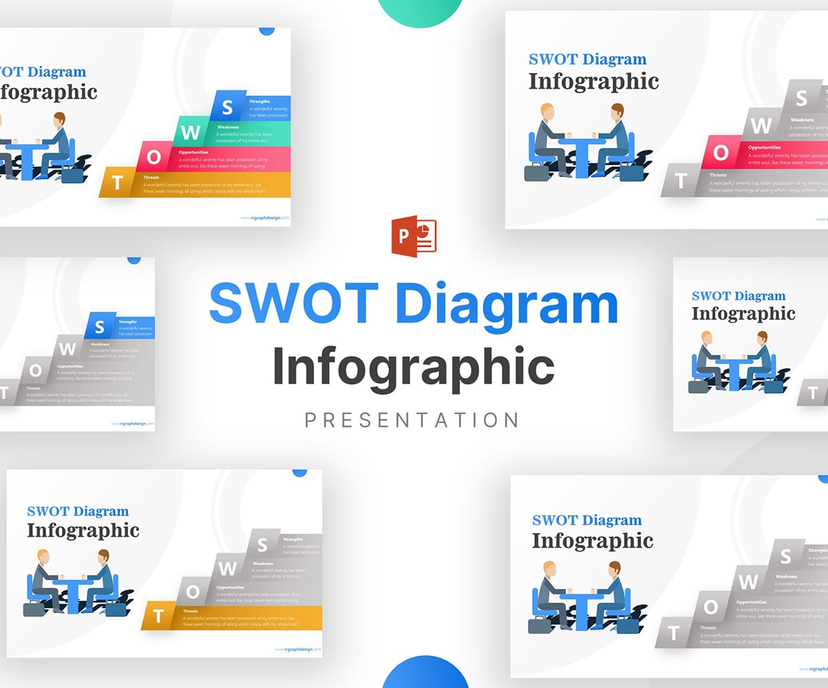 SWOT Diagram with Business Partner Infographic PowerPoint Template #122520