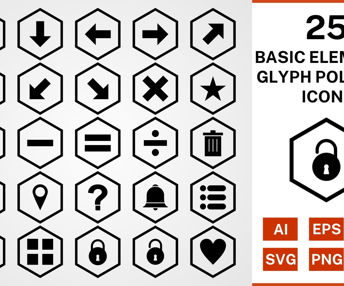 25 Basic Elements Glyph Polygon