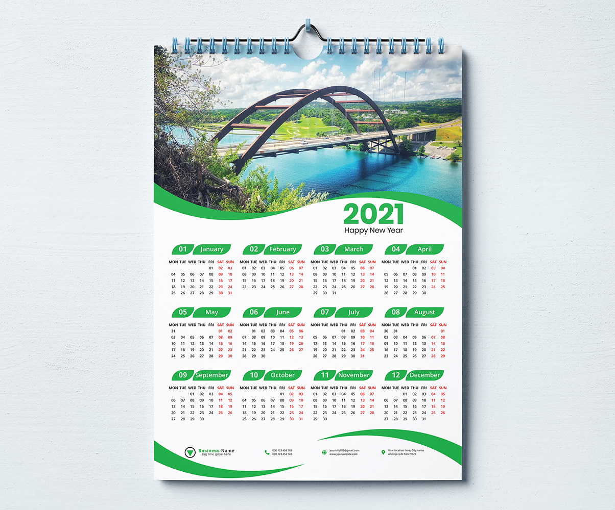 Creative One Page 2021 Wall Calendar Planner #123565