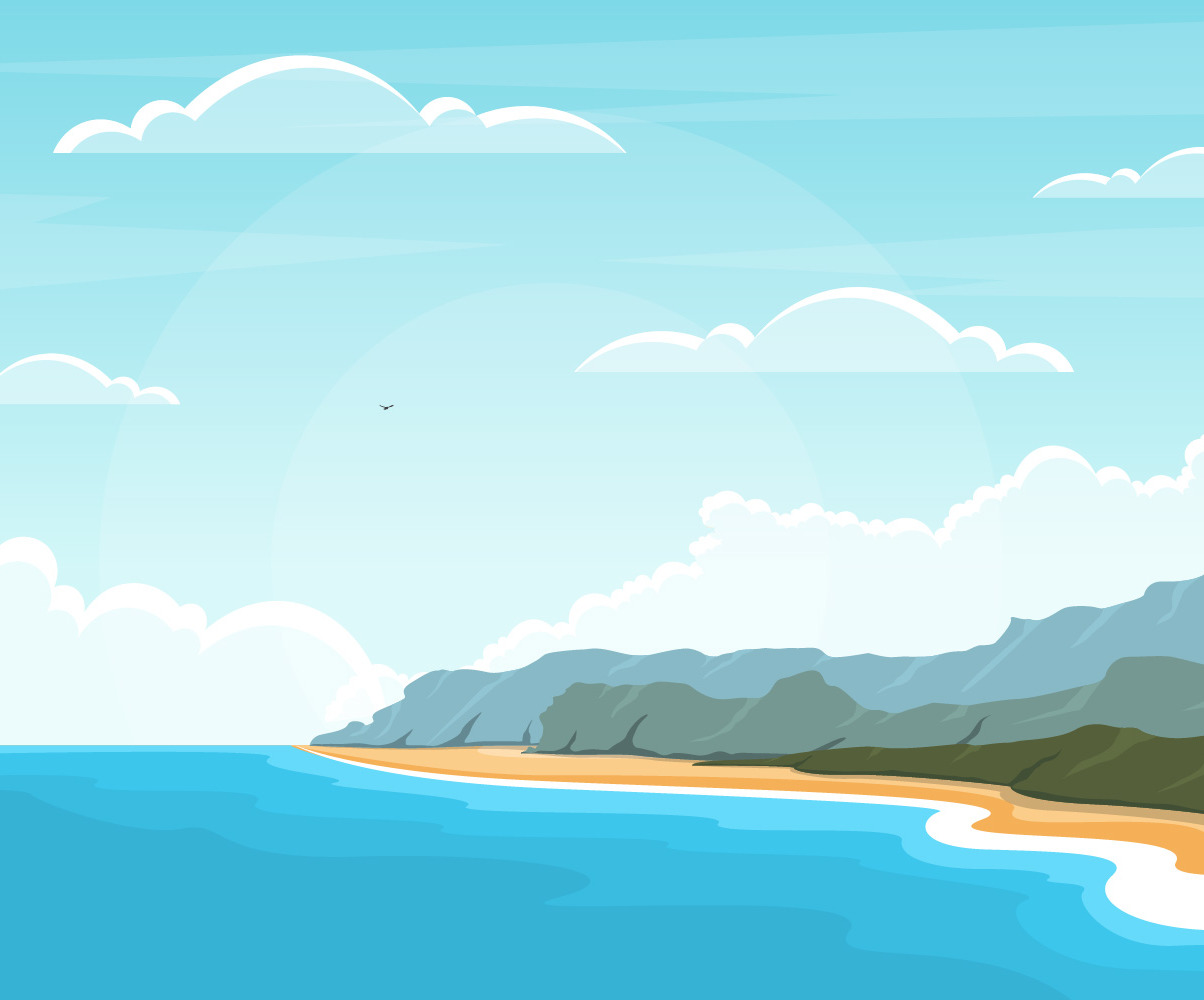 Beautiful, sea, panorama, beach, coast, bay, ocean, landscape ...