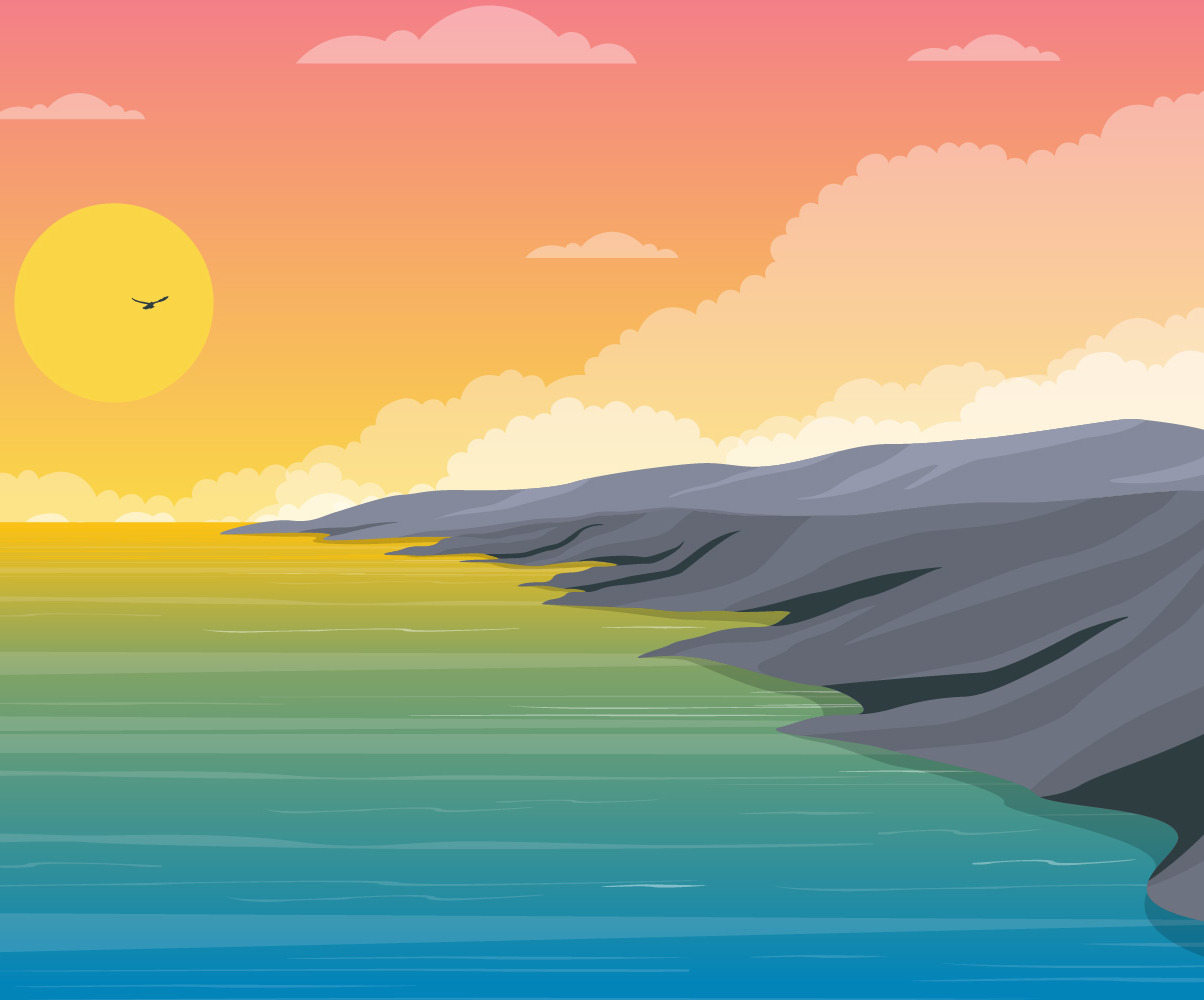 Beautiful, sea, panorama, beach, coast, bay, ocean, landscape ...