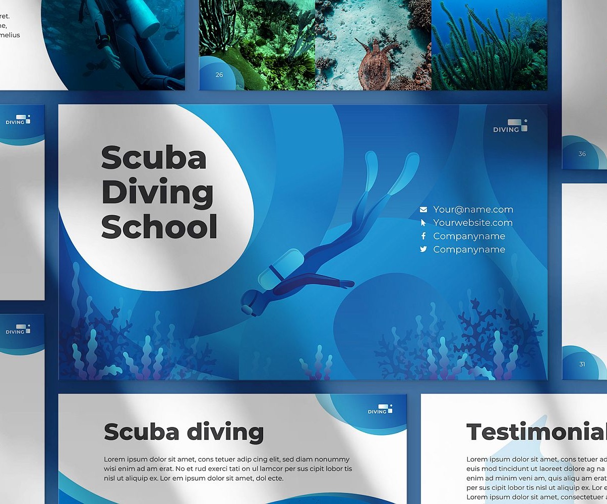 Diving School Presentation PowerPoint Template