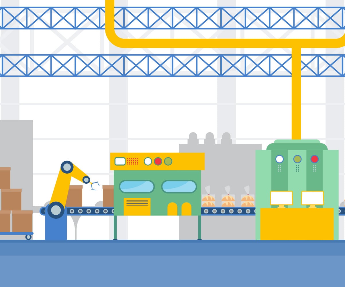 Industry, factory, concept, conveyor, production, robotic, assembly ...