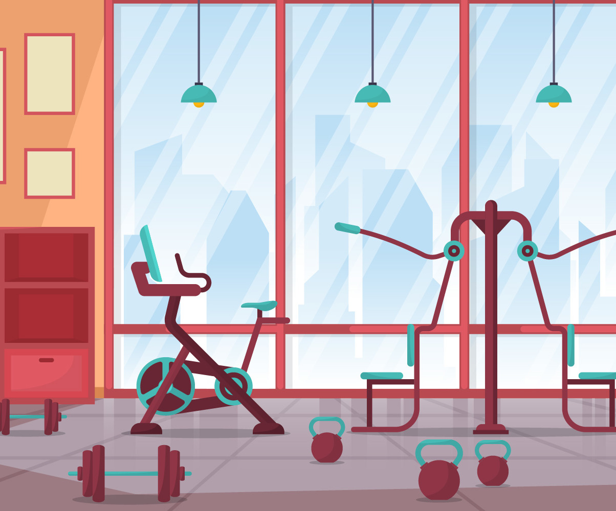 Gym, center, interior, sport, club, fitness, weight, bodybuilding ...