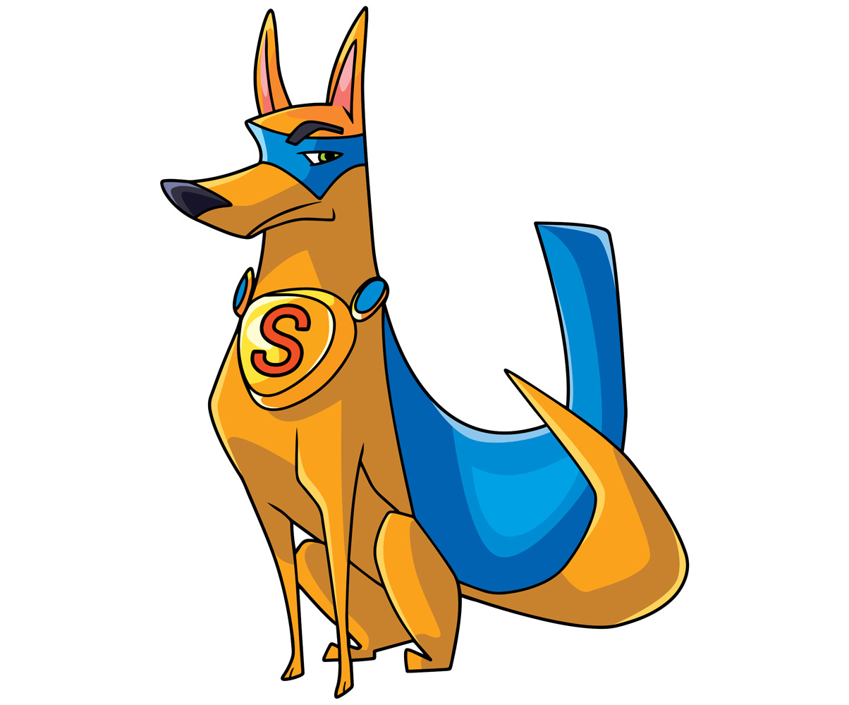 Cape hero dog superhero super cartoon pet character healthy power ...