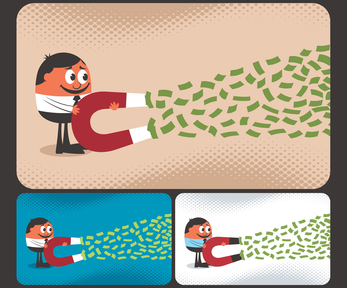 Money magnet man businessman character person people rich attraction ...