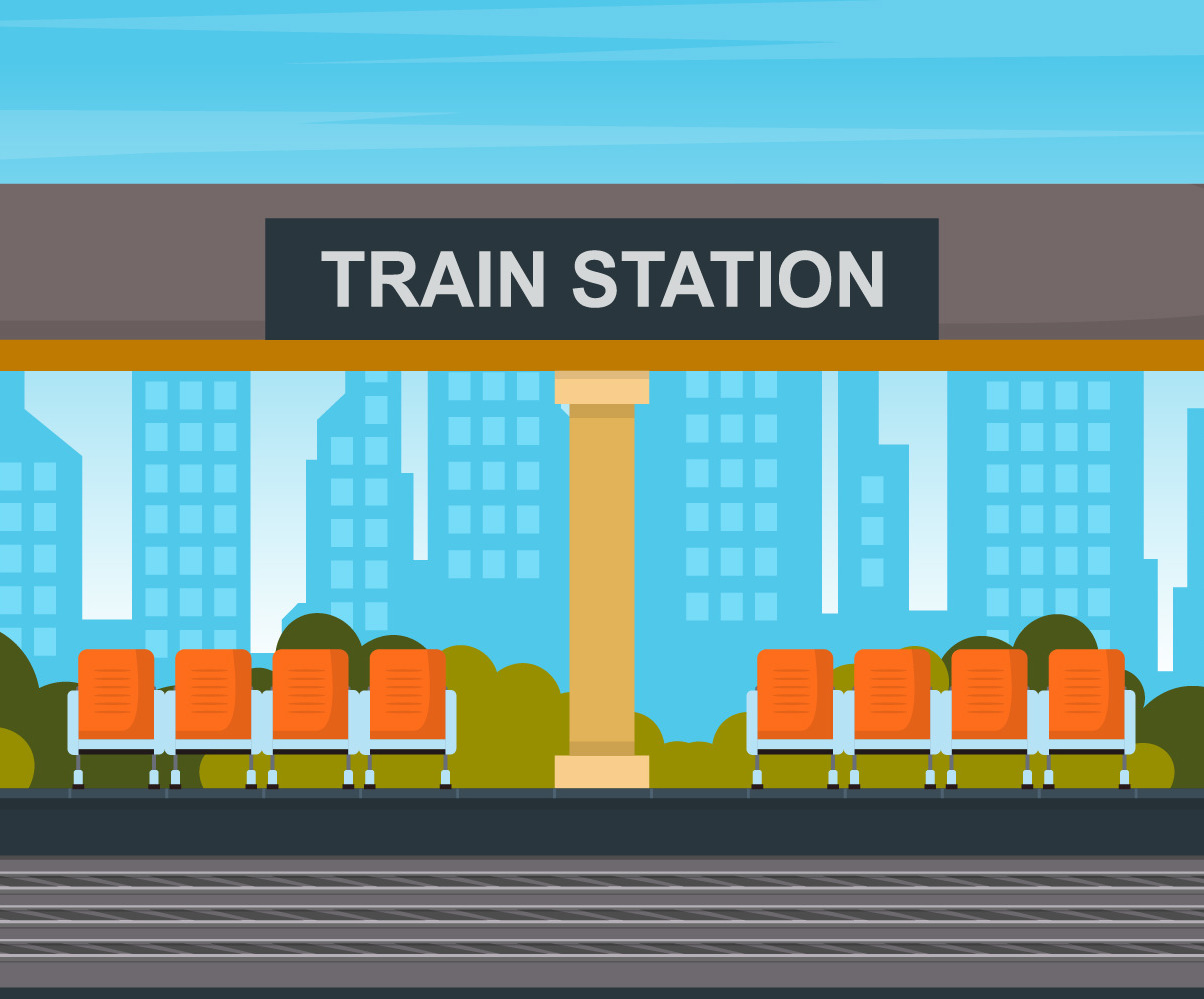 Railway, public, transport, commuter, metro, train, station, flat ...