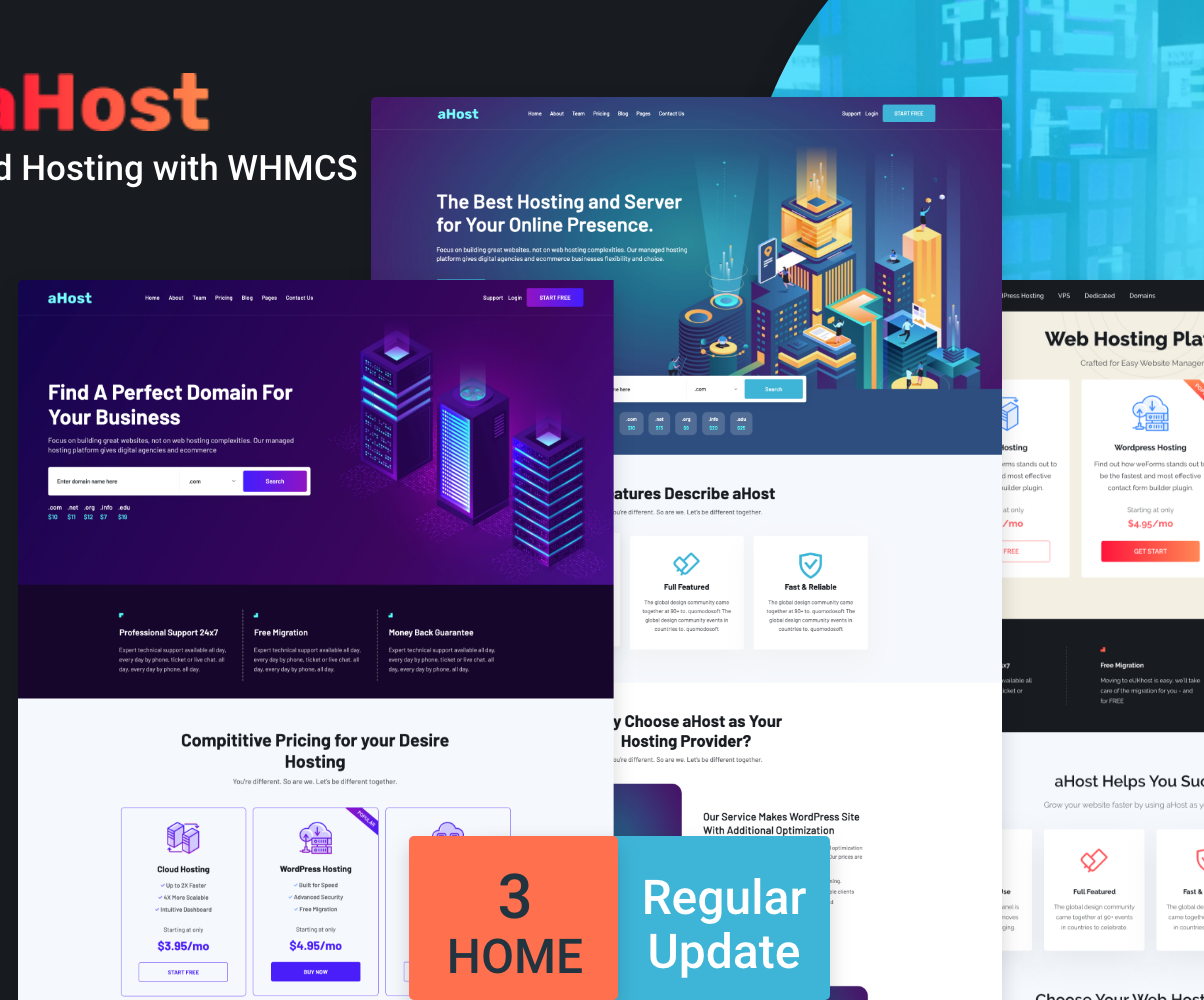 Domain and Web Hosting WordPress Theme with WHMCS