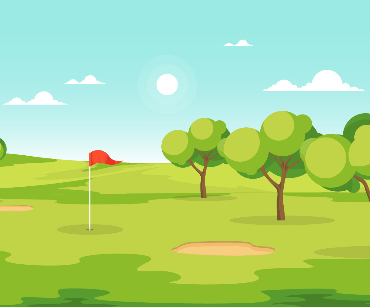 Golf, field, green, grass, tree, outdoor, sport, landscape, vector ...