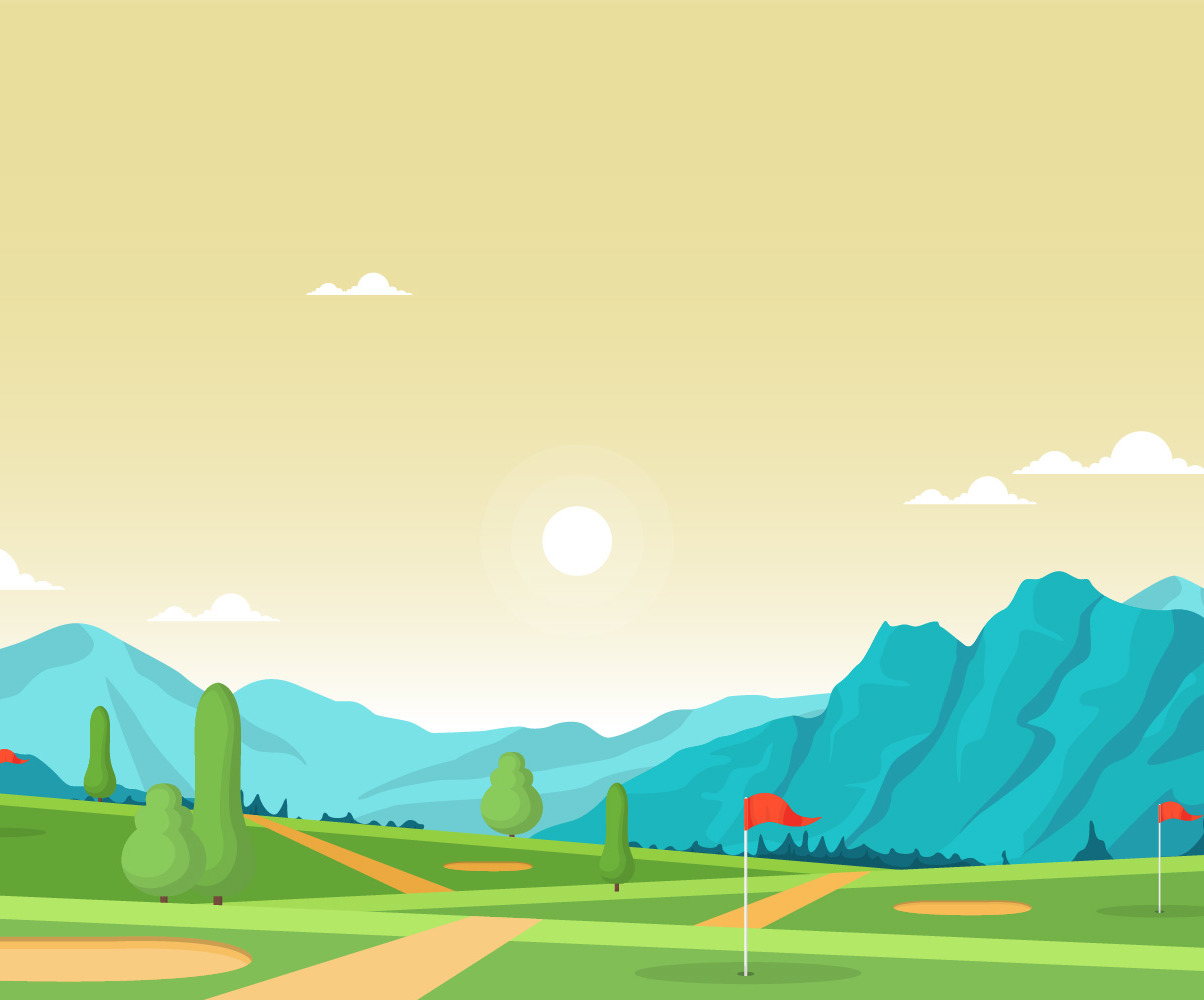 Golf, field, green, grass, tree, outdoor, sport, landscape, vector ...