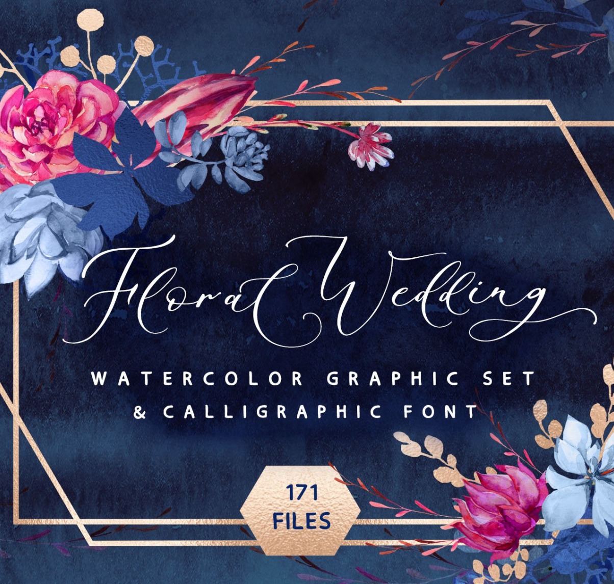 Floral wedding graphic & script font Corporate Identity Template #137961