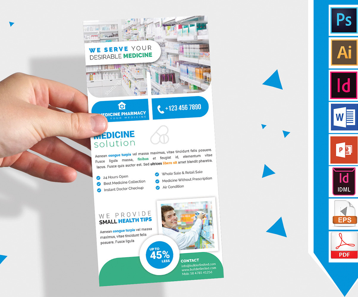 Rack Card | Pharmacy or Medicine Shop DL Flyer Vol-03 #138827