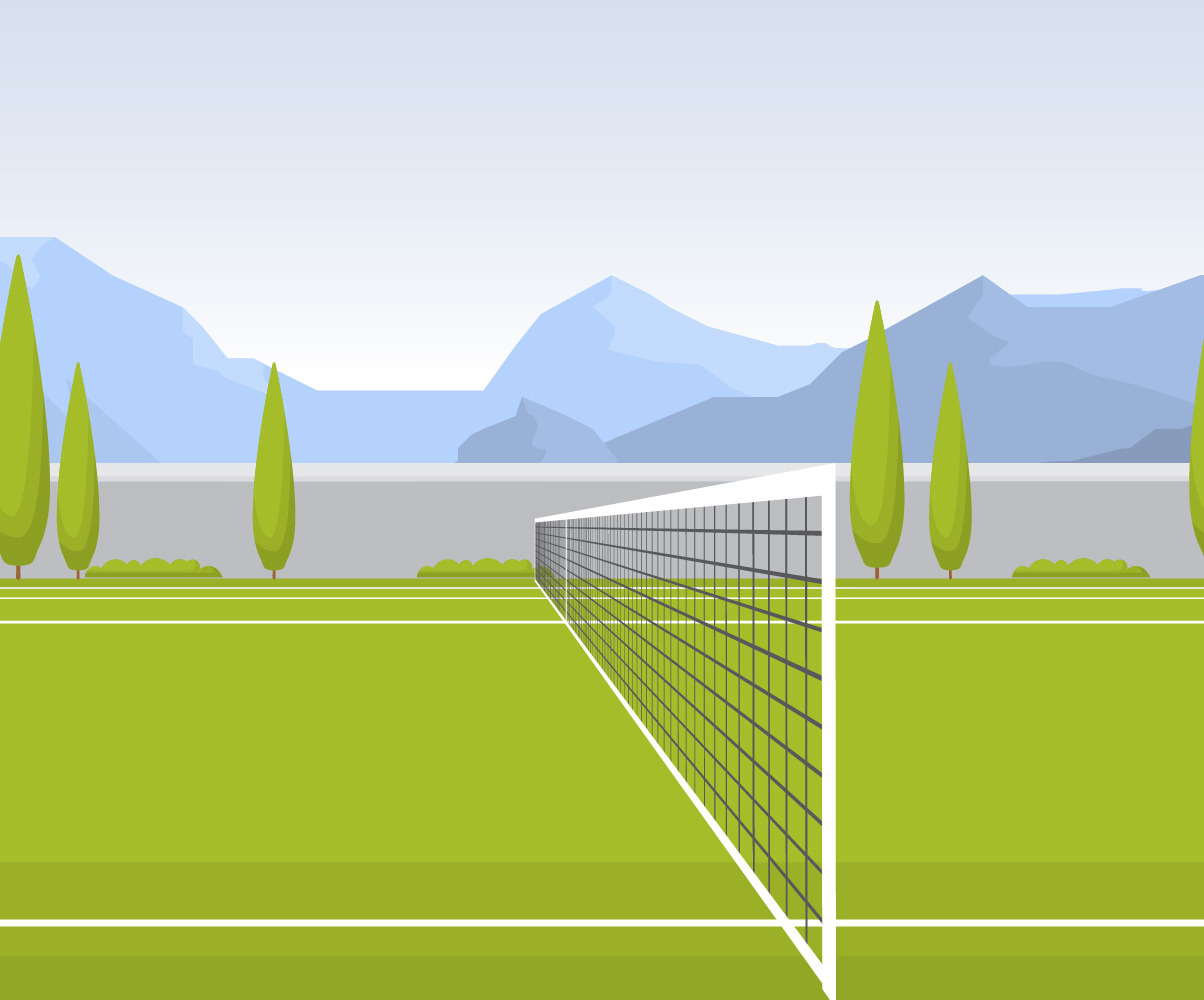 Outdoor, tennis, court, sport, game, recreation, cartoon, nature ...