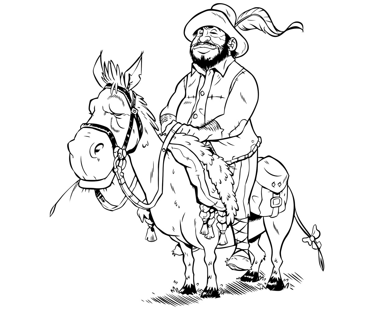 Ilustrace Sancho Panza Line Art - Illustration #145464