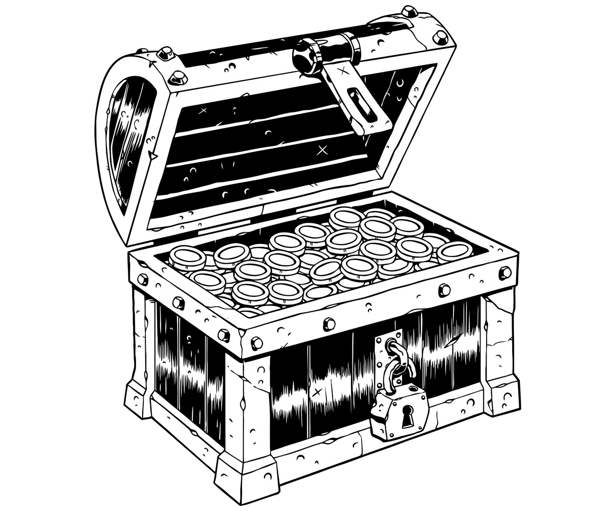 Treasure Chest Line Art Illustration #145438