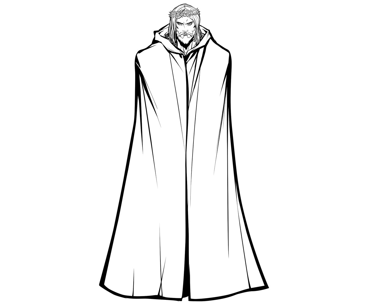 Jesus Standing Tall Line Art Illustration #145502