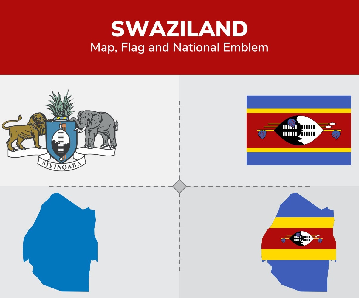 Swaziland Map, Flag and National Emblem - Illustration #145882