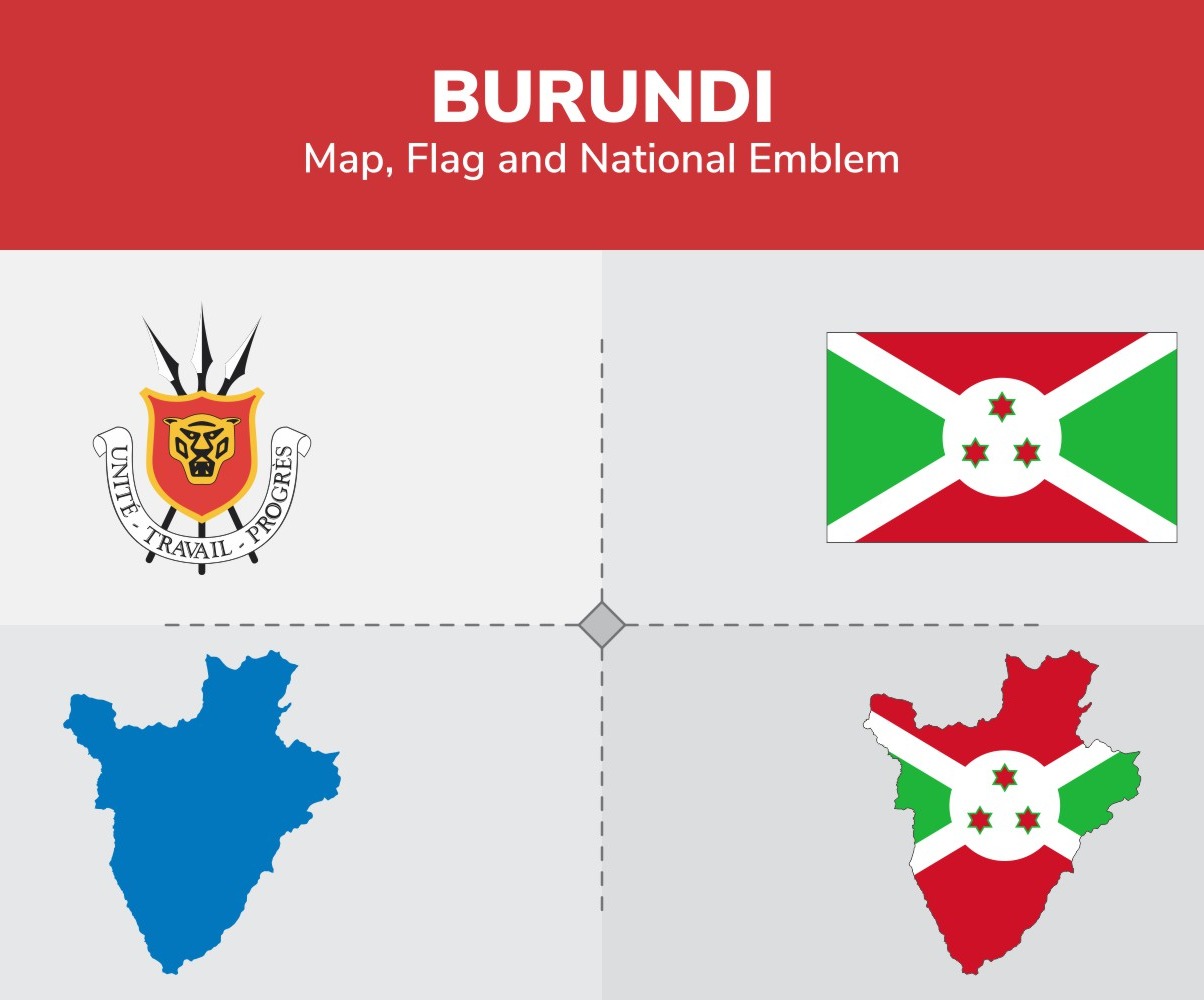 Burundi Map, Flag and National Emblem Illustration #146062
