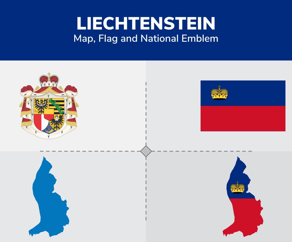 Liechtenstein Map, Flag and National Emblem Illustration #146125