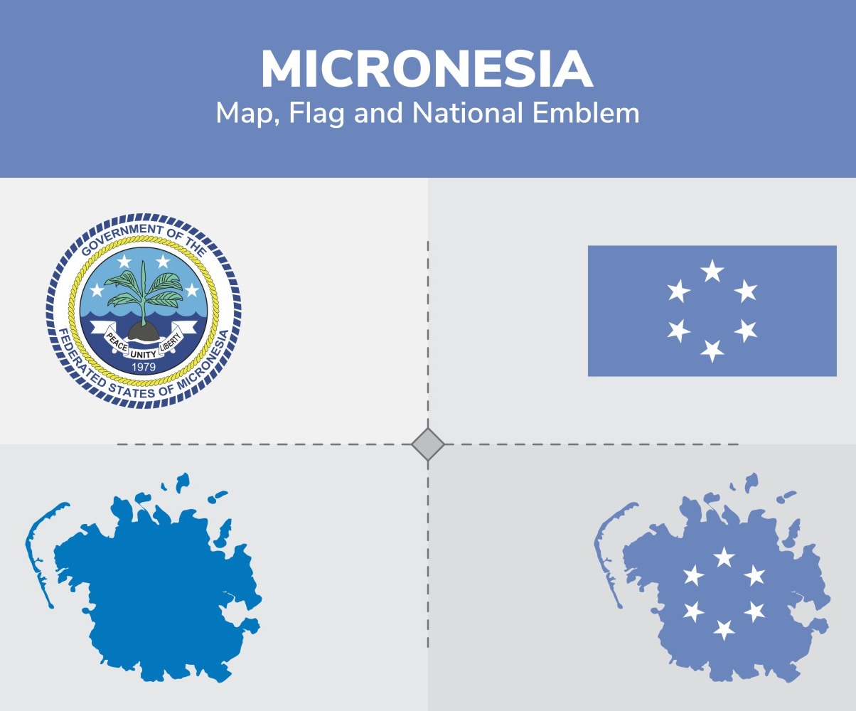 Micronesia Map, Flag and National Emblem Illustration #146138