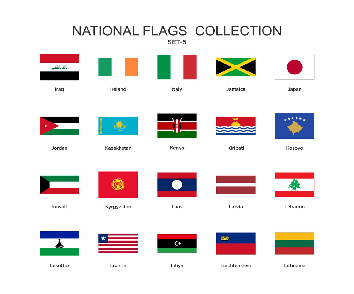 Conjunto de iconos de plantilla Vol-5 de banderas nacionales