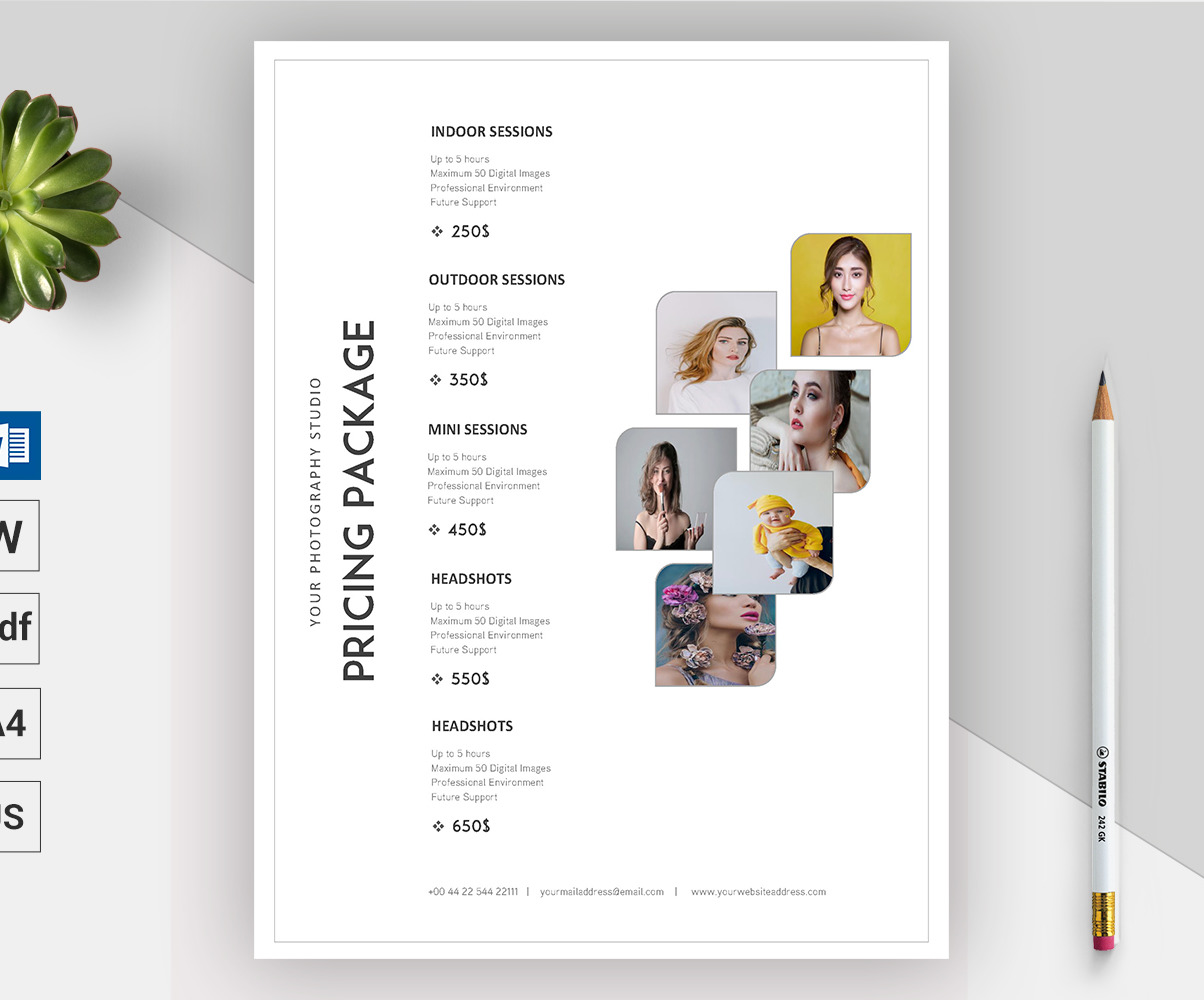 Minimal Photography Pricing Guide Corporate Identity Template #146576