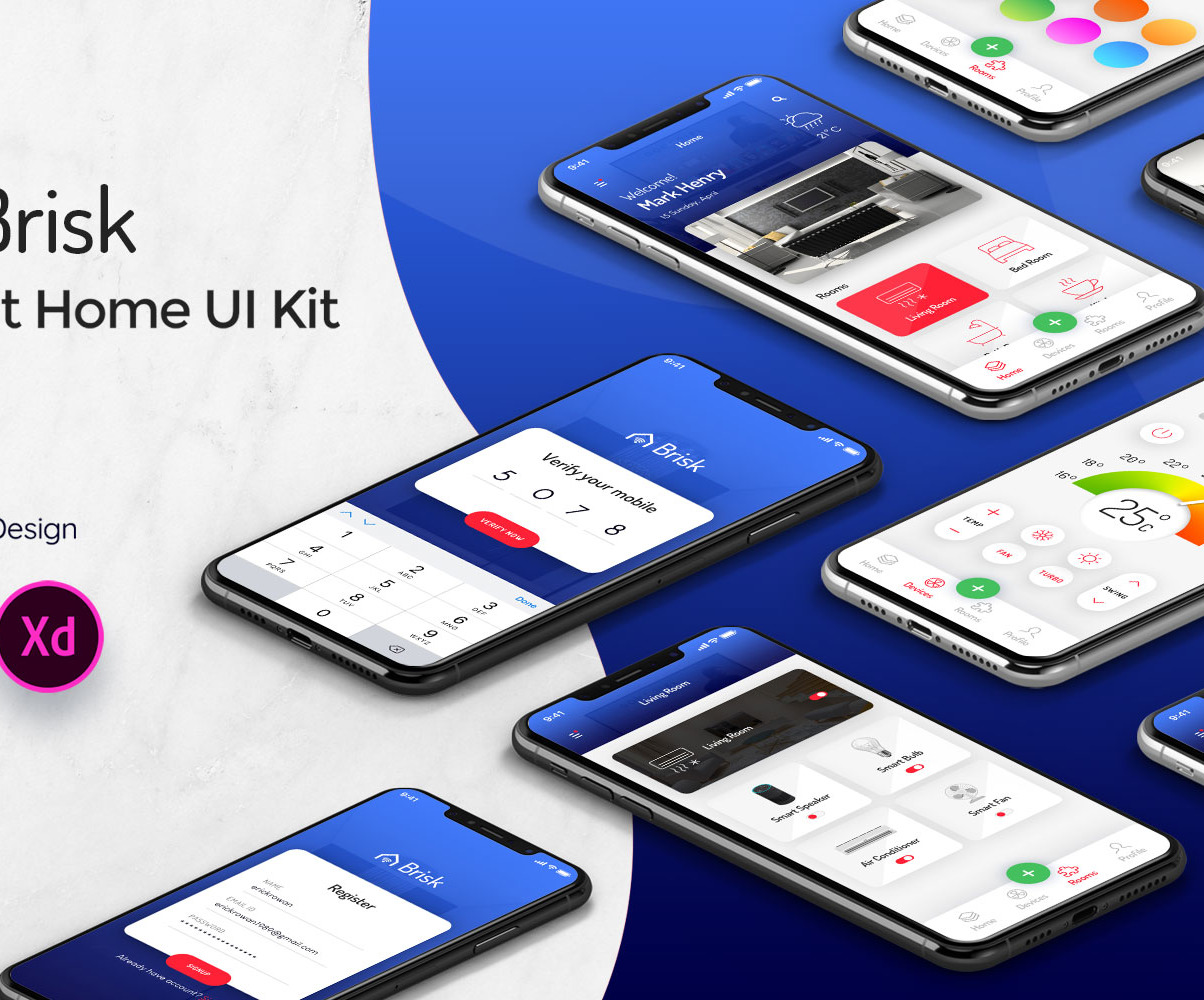 Brisk Smart Home Mobile App UI Kit UI Elements #147059