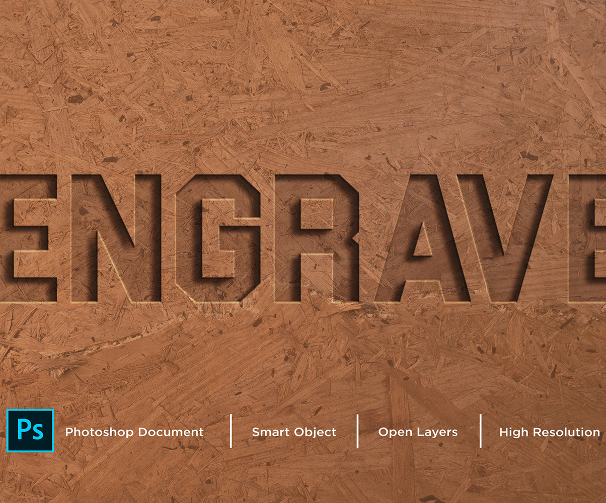 Engrave Text Effect Design Photoshop Layer Style Effect - Illustration